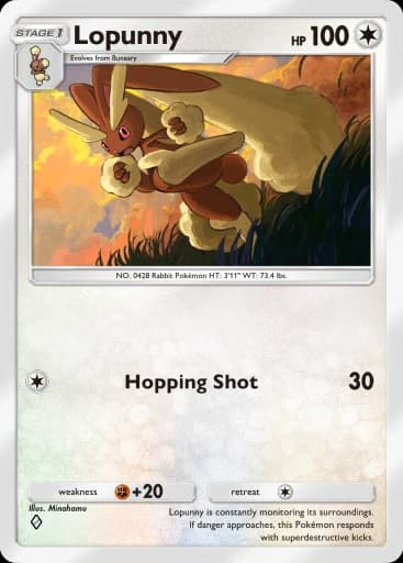 Lopunny (#67, ♦️, Shining Revelry) • Pokémon TCG Pocket