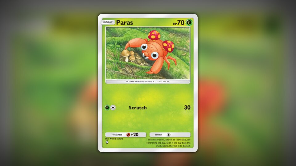 Paras (#14, ♦️, Genes Formidables) • Pokémon TCG Pocket