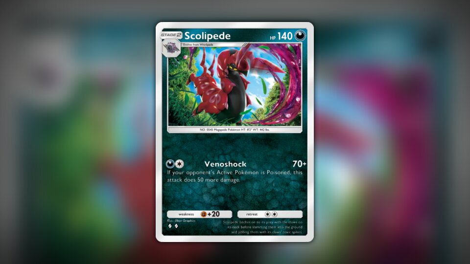 Scolipede (#55, ♦️♦️, Mythical Island) • Pokémon TCG Pocket