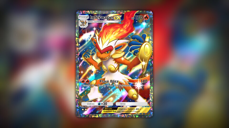 Infernape ex (#181, ⭐⭐, Space-Time Smackdown) • Pokémon TCG Pocket