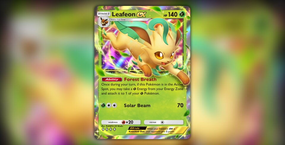 Leafeon ex (#10, ♦️♦️♦️♦️, Luz Triunfal) • Pokémon TCG Pocket
