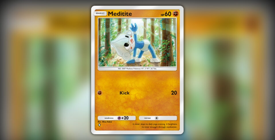 Meditite (#43, ♦️, Triumphant Light) • Pokémon TCG Pocket