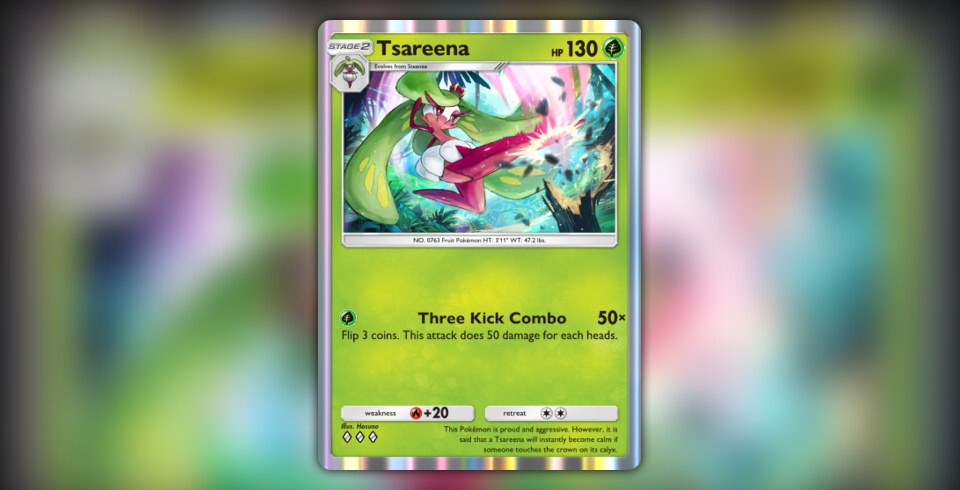 Tsareena (#20, ♦️♦️♦️, Celestial Guardians) • Pokémon TCG Pocket