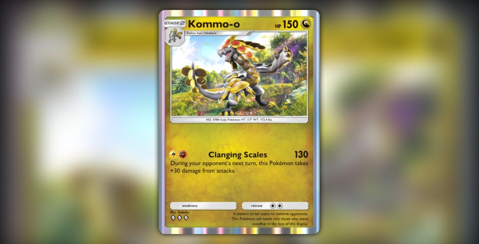 Kommo-o (#127, ♦️♦️♦️, Celestial Guardians) • Pokémon TCG Pocket