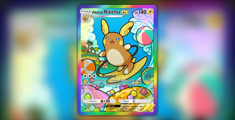 Alolan Raichu ex (#203, ⭐⭐, Celestial Guardians) • Pokémon TCG Pocket