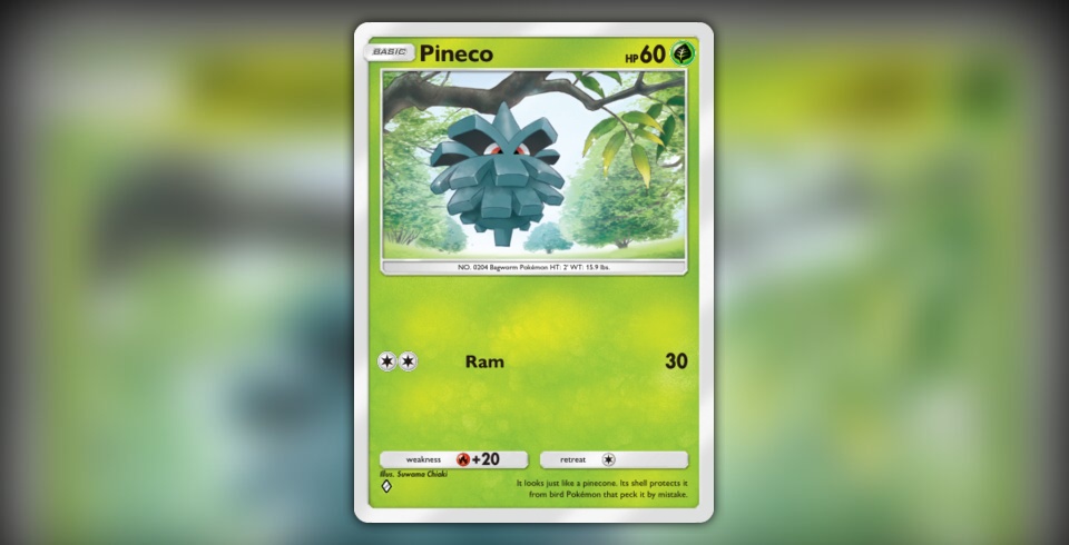 Pineco (#20, ♦️, Wisdom of Sea and Sky) • Pokémon TCG Pocket