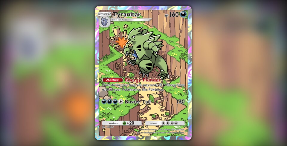 Tyranitar (#179, ⭐, Wisdom of Sea and Sky) • Pokémon TCG Pocket